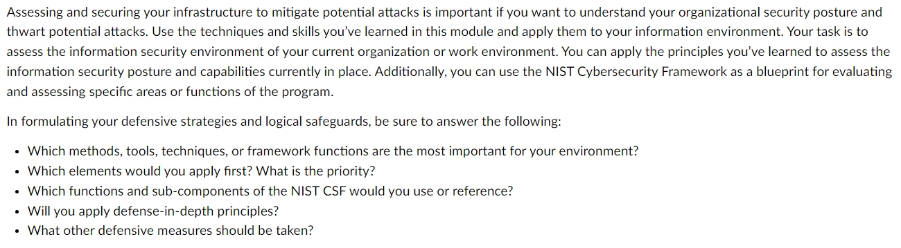 Solved Assessing and securing your infrastructure to | Chegg.com
