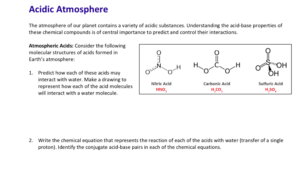 Solved Acidic Atmosphere The atmosphere of our planet | Chegg.com