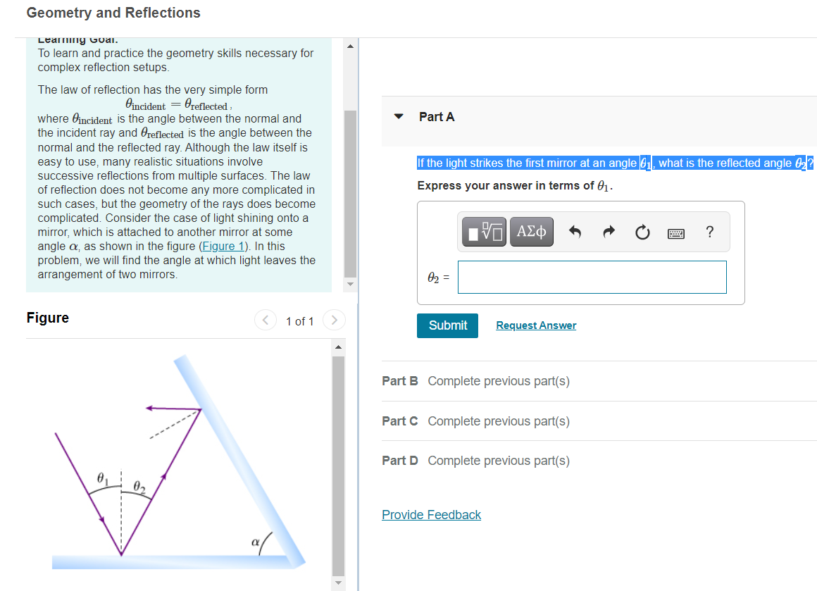 Solved Geometry and Reflections Part A Learning Goal. To | Chegg.com