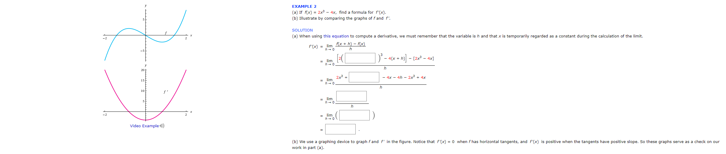 Solved EXAMPLE 2 (a) If f(x) = 2x3 – 4x, find a formula for | Chegg.com