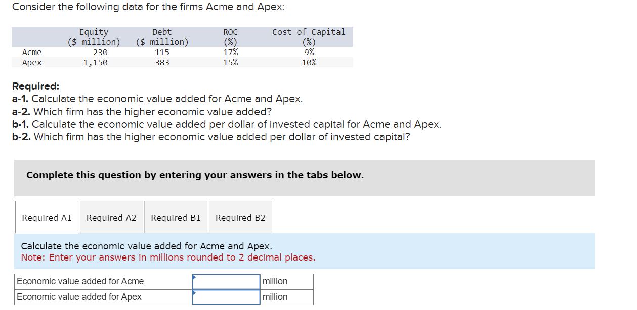 Solved Consider the following data for the firms Acme and | Chegg.com