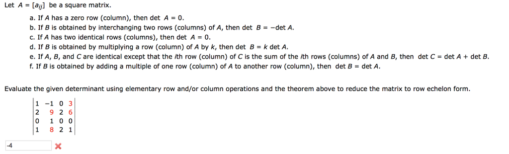 Solved Let A - [aij] be a square matrix. a. If A has a zero | Chegg.com