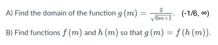 Solved A) Find the domain of the function | Chegg.com