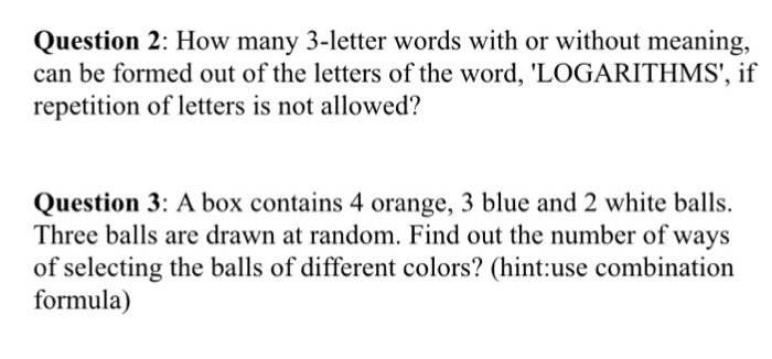 Solved Question 2: How many 3-letter words with or without | Chegg.com