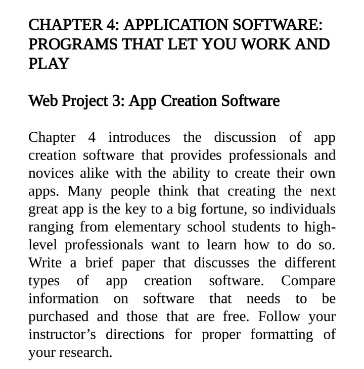 Solved CHAPTER 4: APPLICATION SOFTWARE: PROGRAMS THAT LET | Chegg.com