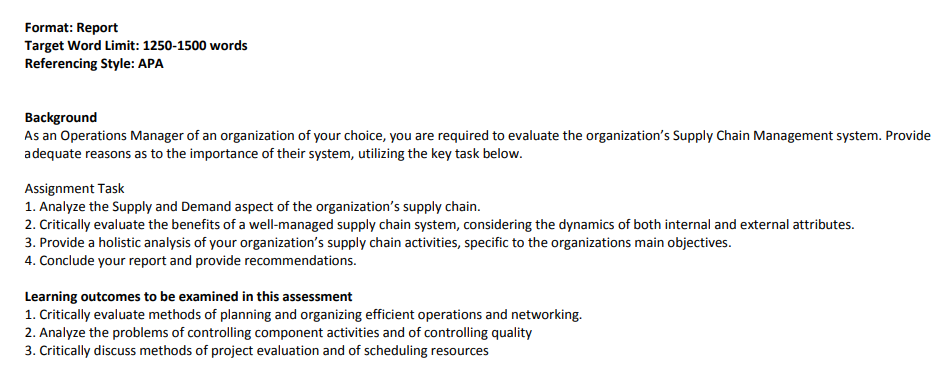 Format: Report Target Word Limit: 1250-1500 words | Chegg.com
