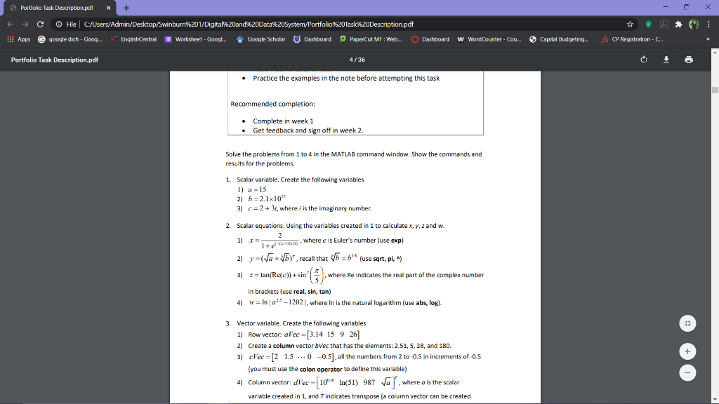 Solved Portfolio Task Description.pdf + # 69 O File | Chegg.com