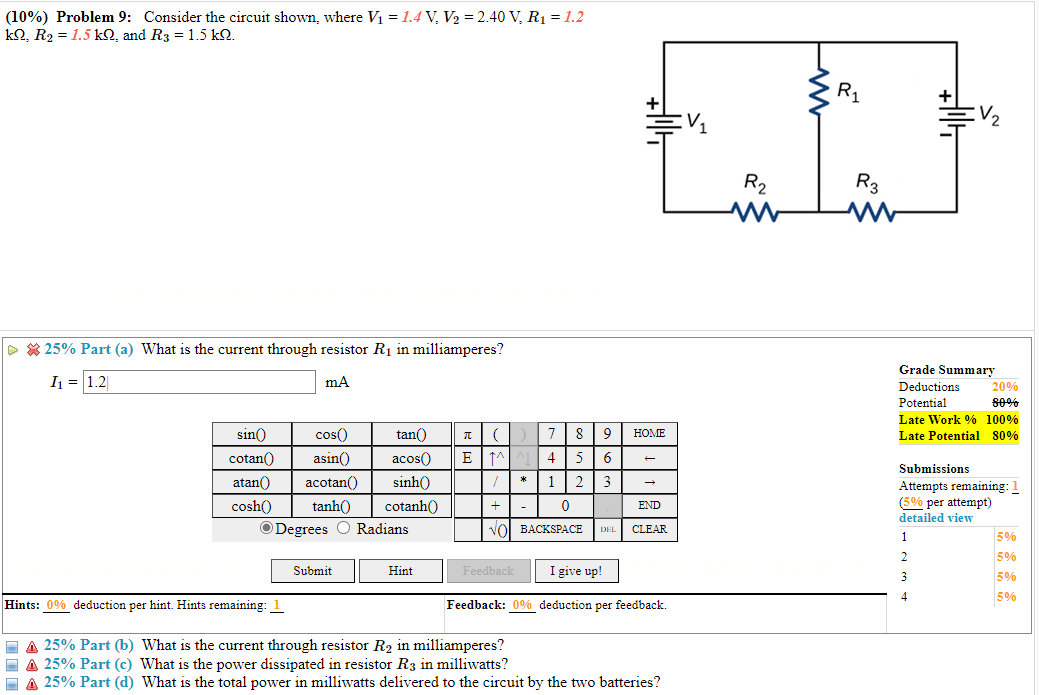 Solved (10\%) Problem 9: Consider the circuit shown, where | Chegg.com