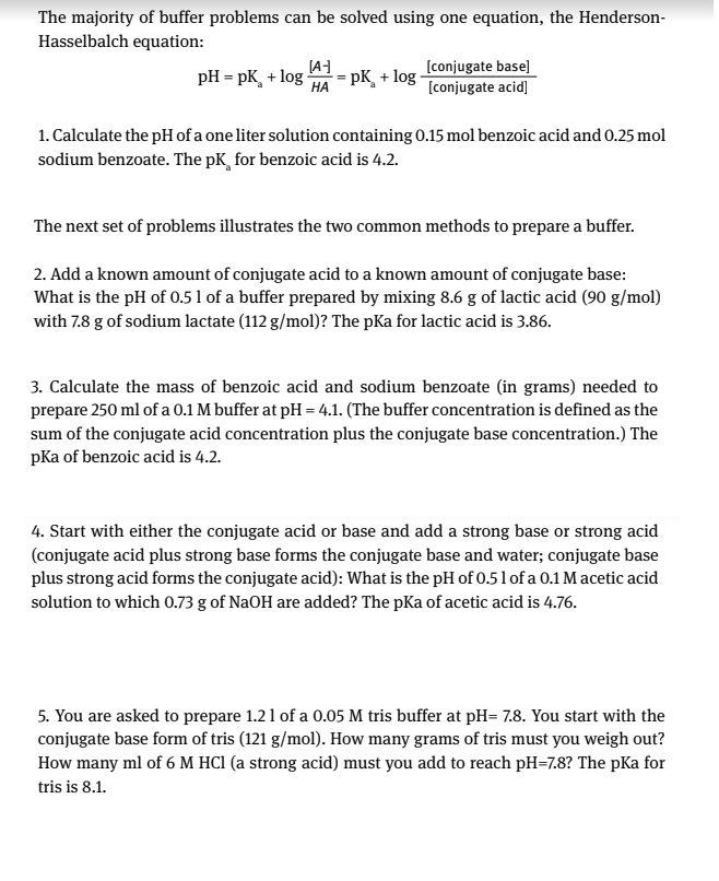 Solved The majority of buffer problems can be solved using | Chegg.com