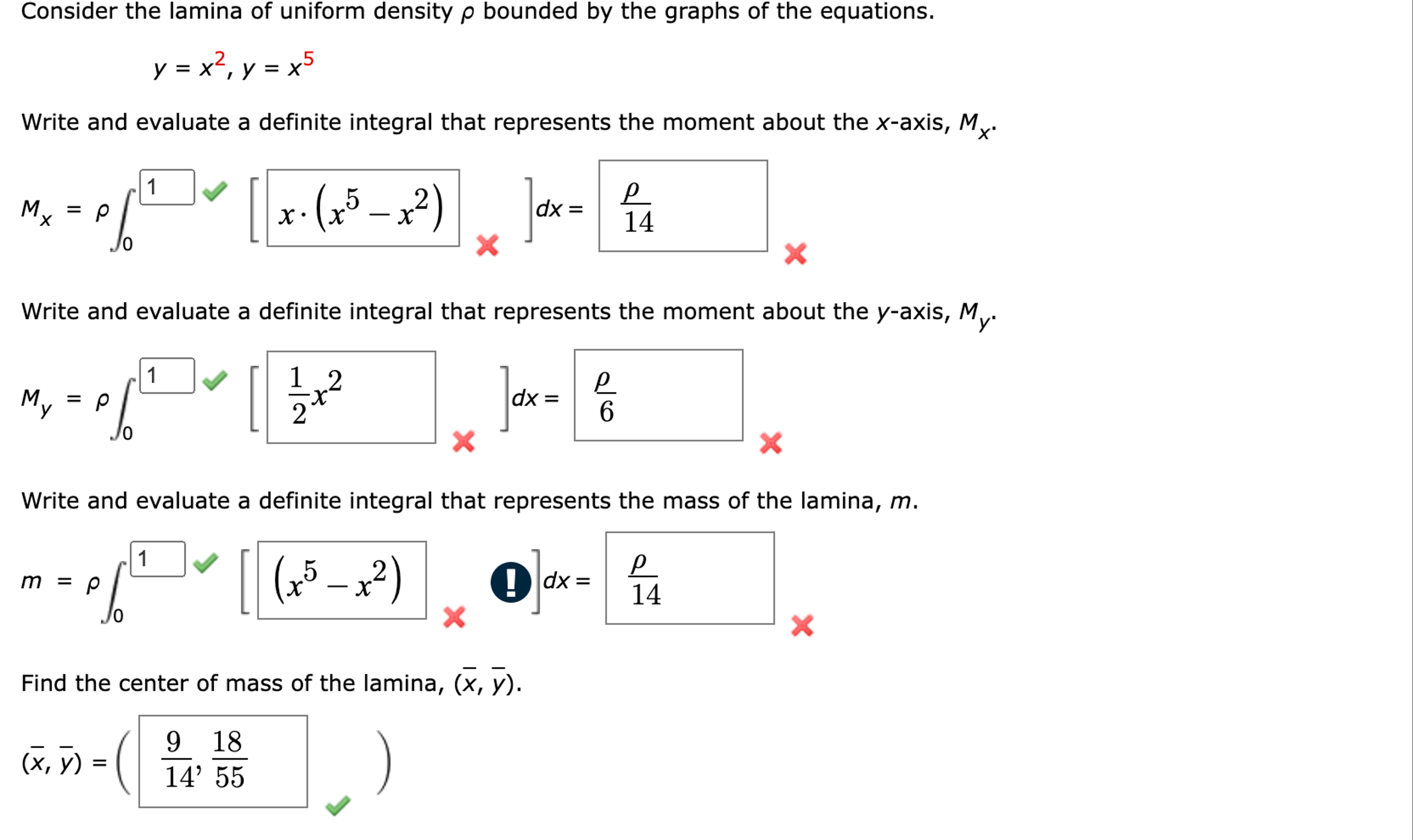 Solved Consider the lamina of uniform density ρ ﻿bounded by | Chegg.com