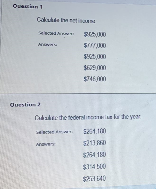 Solved A company has the following value on their annual tax | Chegg.com