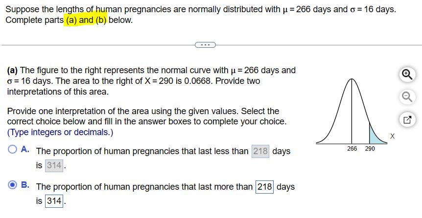 Solved Suppose the lengths of human pregnancies are normally | Chegg.com
