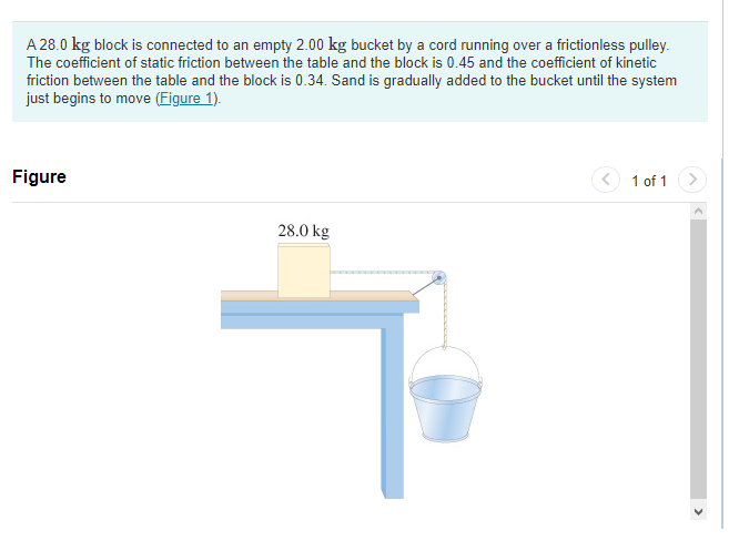 Solved A 28.0 kg block is connected to an empty 2.00 kg | Chegg.com
