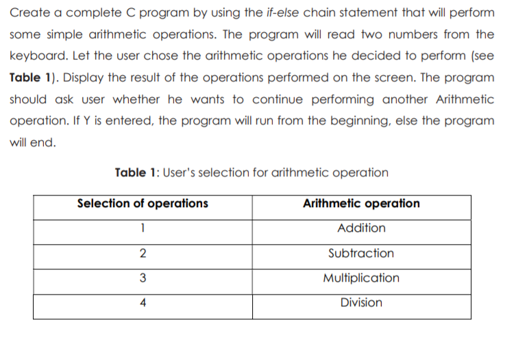 Solved Kindly please write the C program & flowchart for | Chegg.com