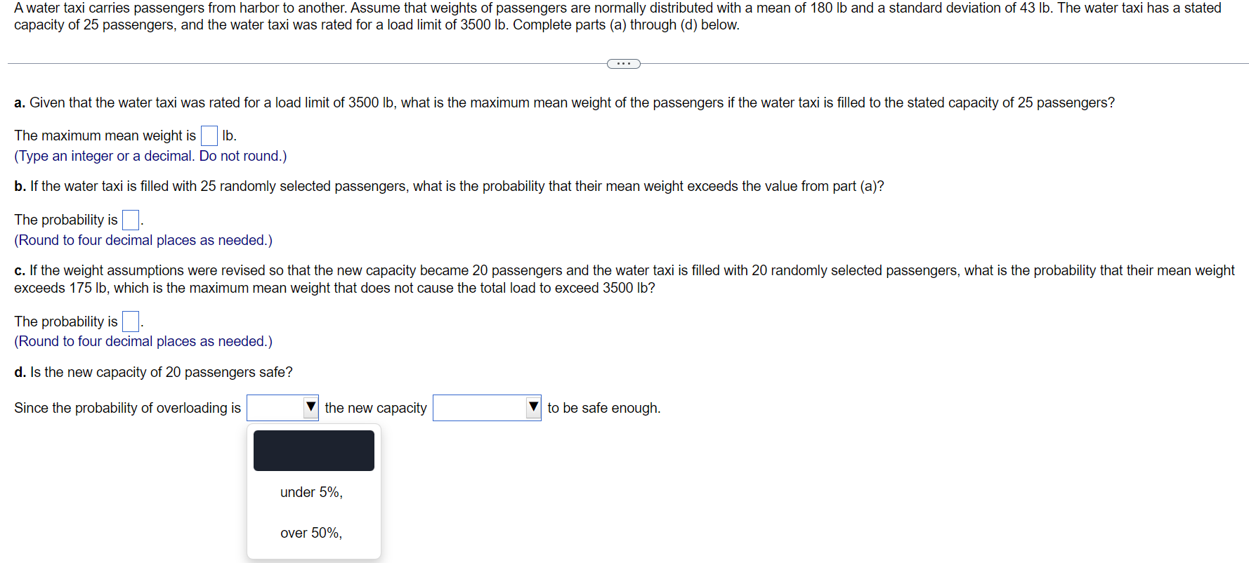 Solved a. Given that the water taxi was rated for a load | Chegg.com
