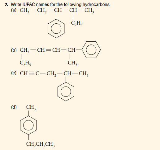 7. Write IUPAC names for the following hydrocarbons. | Chegg.com