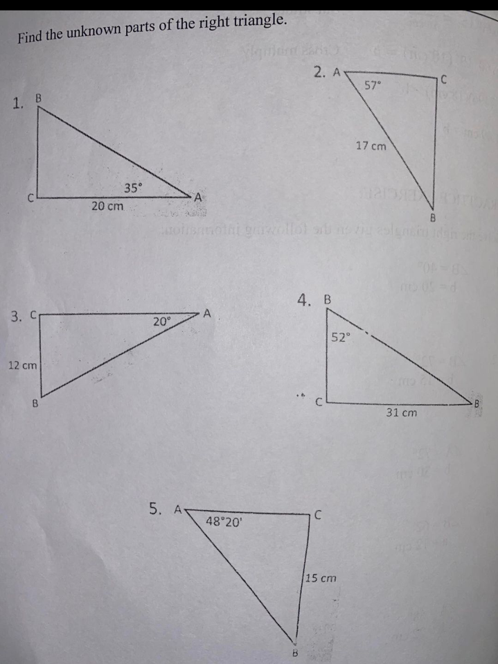 Solved Find the unknown parts of the right triangle. | Chegg.com