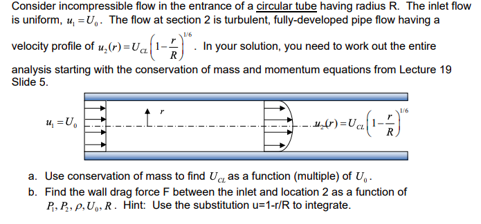 Solved Consider incompressible flow in the entrance of a | Chegg.com Solved Consider incompressible flow in the entrance of a | Chegg.com