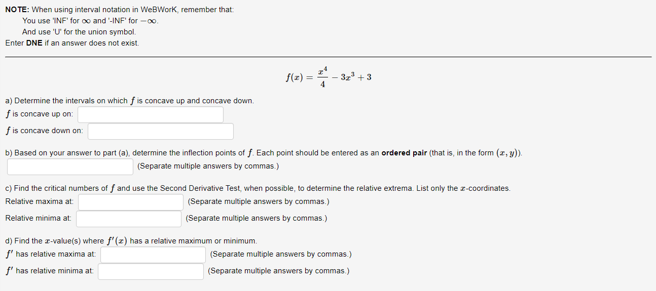 Solved NOTE: When using interval notation in WebWork, | Chegg.com