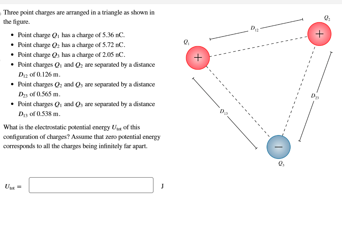 Solved Three point charges are arranged in a triangle as | Chegg.com