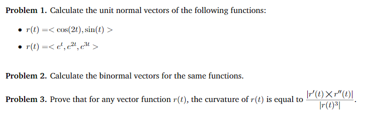Solved Problem 1. Calculate the unit normal vectors of the | Chegg.com