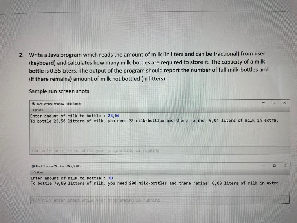 Solved 2. Write a Java program which reads the amount of | Chegg.com