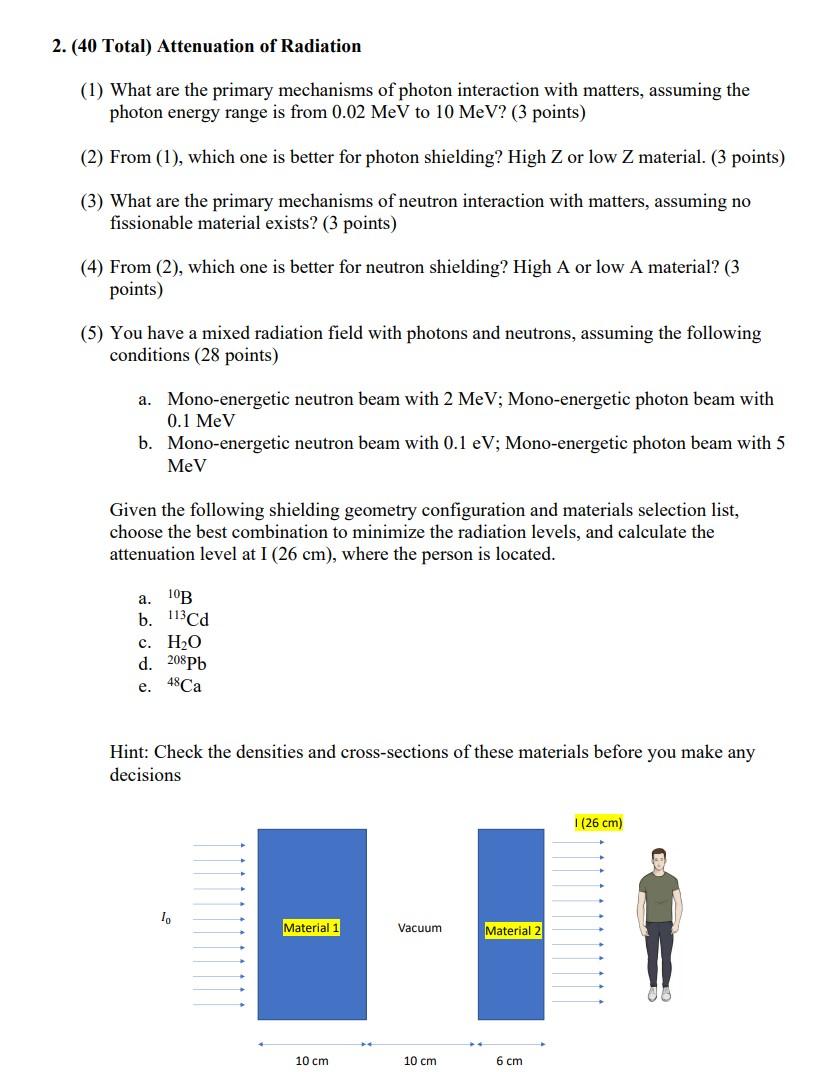 Solved (4) From (2), which one is better for neutron | Chegg.com