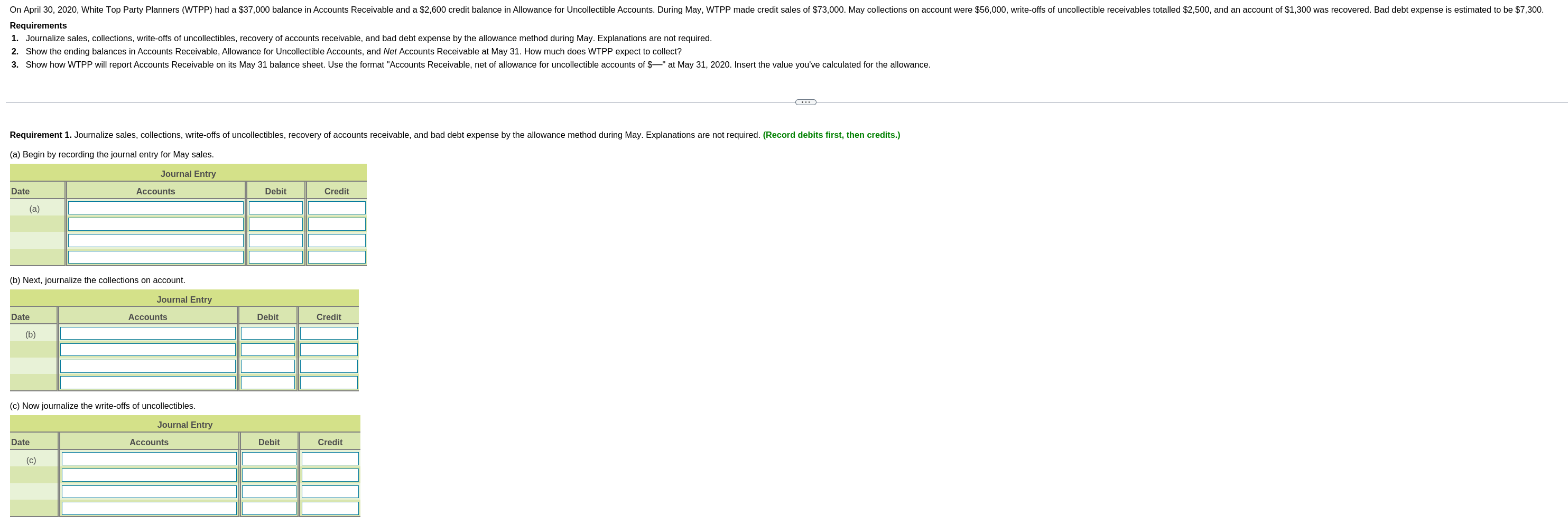 Solved Requirements 1. Journalize sales, collections, | Chegg.com