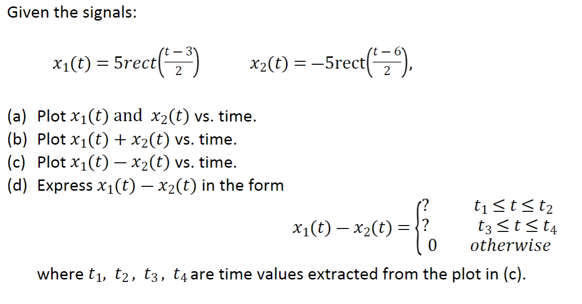 Solved Given the signals: | Chegg.com