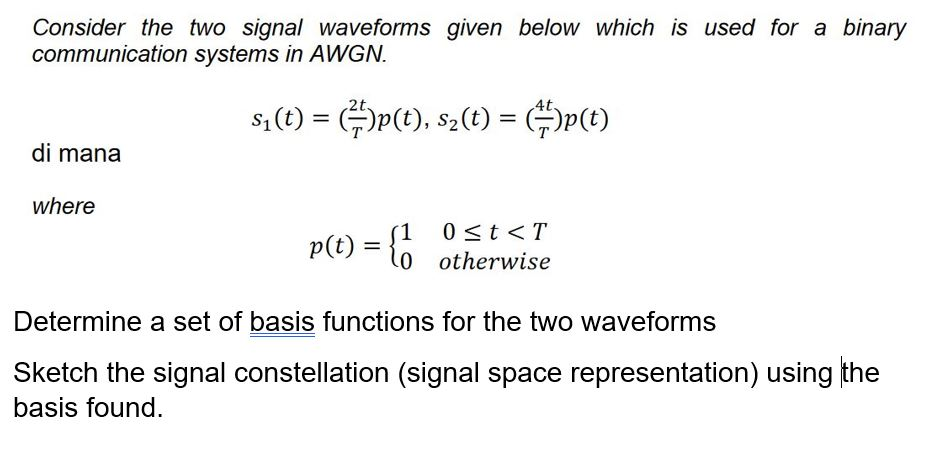 Solved Consider The Two Signal Waveforms Given Below Which Chegg