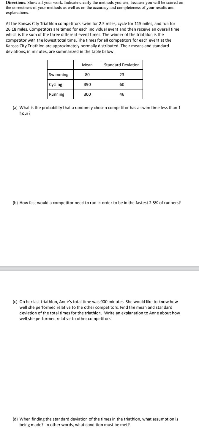 Solved Directions: Show all your work. Indicate clearly the | Chegg.com
