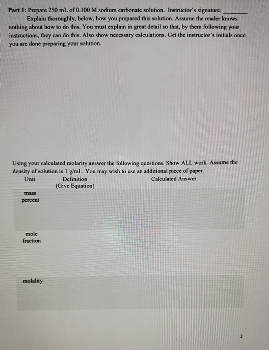 Solved Lab 1: Preparation of Laboratory Standard Solutions | Chegg.com