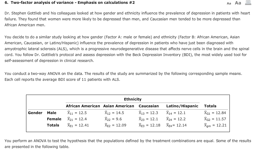 Solved 6. Two-factor analysis of variance - Emphasis on | Chegg.com