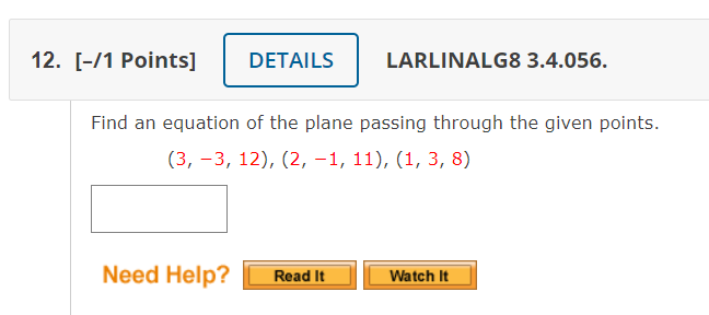 Solved 3412) Find an equation of the plane passing through | Chegg.com