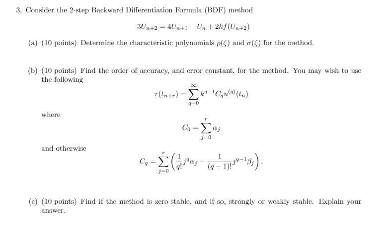 Solved 3. Consider the 2-step Backward Differentiation | Chegg.com