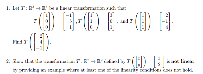 Solved 1. Let T:R3→R3 be a linear transformation such that | Chegg.com