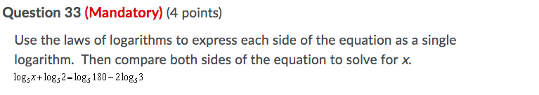 Solved This is a logarithm question if you could answer | Chegg.com