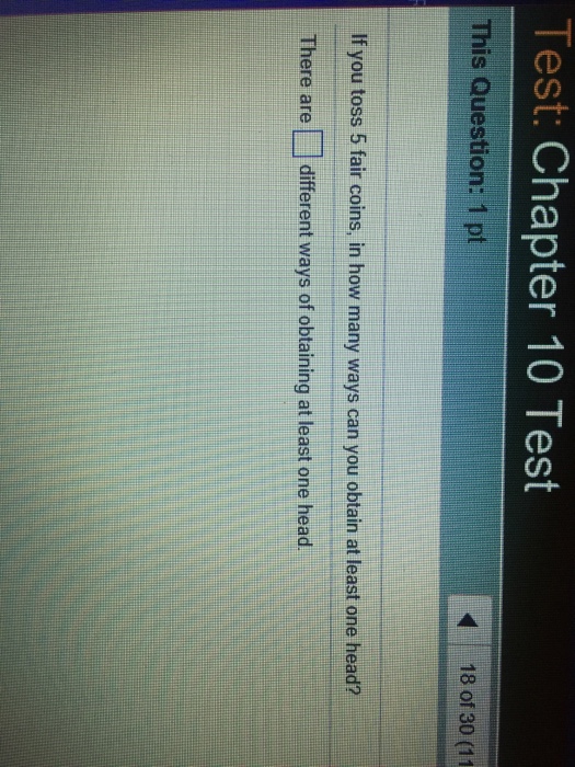 Solved Test Chapter 10 Test This Question: 1 pt 16 of 30 (11 | Chegg.com