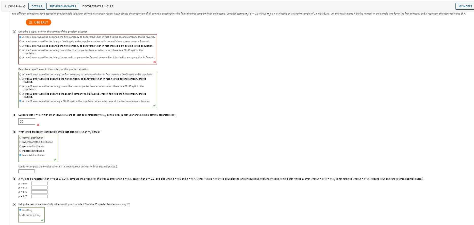 Solved 1. [3/10 Points] DETAILS PREVIOUS ANSWERS DEVORESTAT9 | Chegg.com