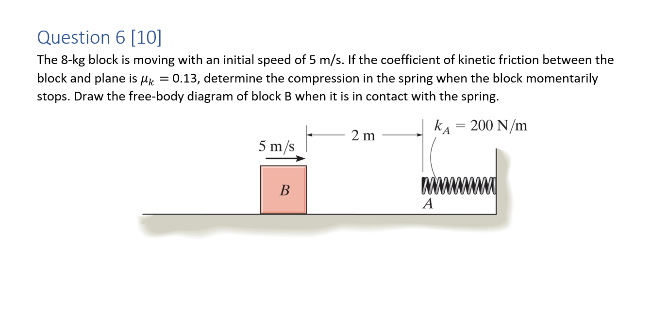 Solved Question 6 [10] The 8-kg block is moving with an | Chegg.com