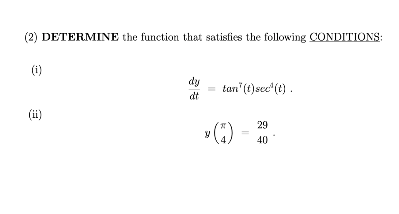 Solved 2 Determine The Function That Satisfies The