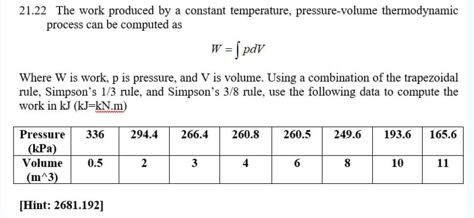 Solved 21.22 The work produced by a constant temperature, | Chegg.com