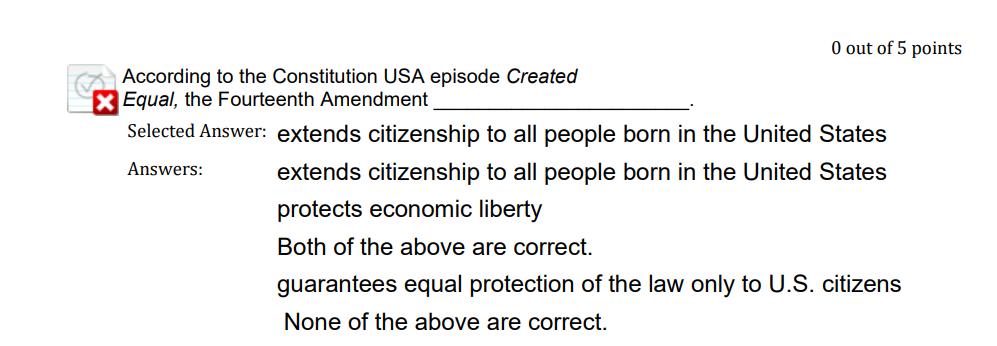 Solved 0 out of 5 points According to the Constitution USA | Chegg.com