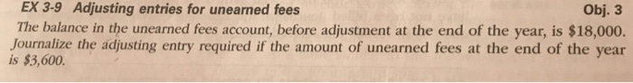 Solved Adjusting entries for unearned fees The balance in | Chegg.com