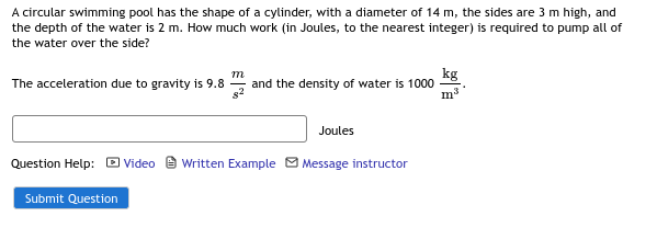 Solved A circular swimming pool has the shape of a cylinder, | Chegg.com