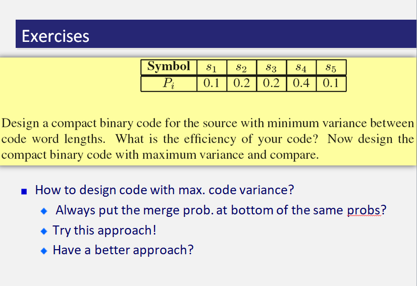 Solved Design A Compact Binary Code For The Source With 7325