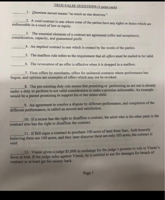 Solved 1. Quantum meruit means "as much as one deserves." 2. | Chegg.com