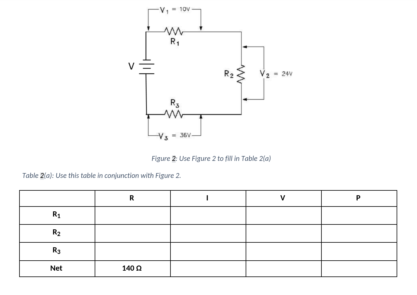 Solved V1 = 10V M R1 R2 V2 = 24V R3 = 36V Figure 2: Use | Chegg.com