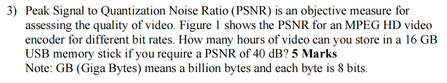 Solved Peak Signal to Quantization Noise Ratio (PSNR) is an | Chegg.com