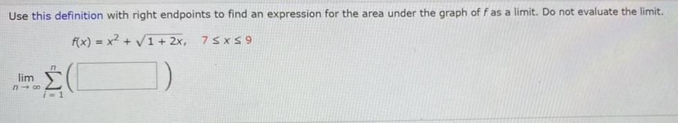 Solved Use the Definition to find an expression for the area | Chegg.com
